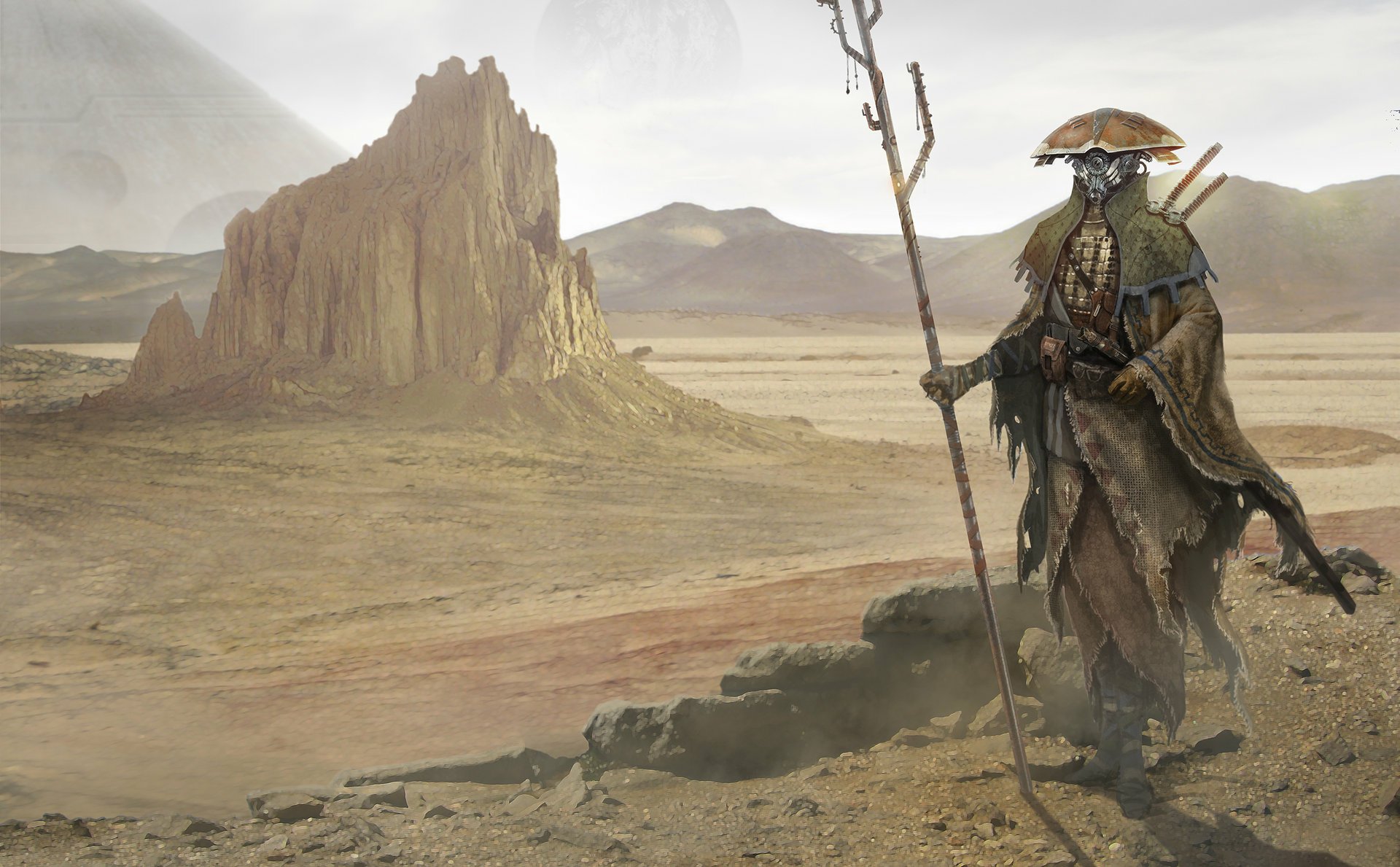 Desert Cyborg Sentinel | HD Sci-Fi Landscape Wallpaper by Karl Lindberg