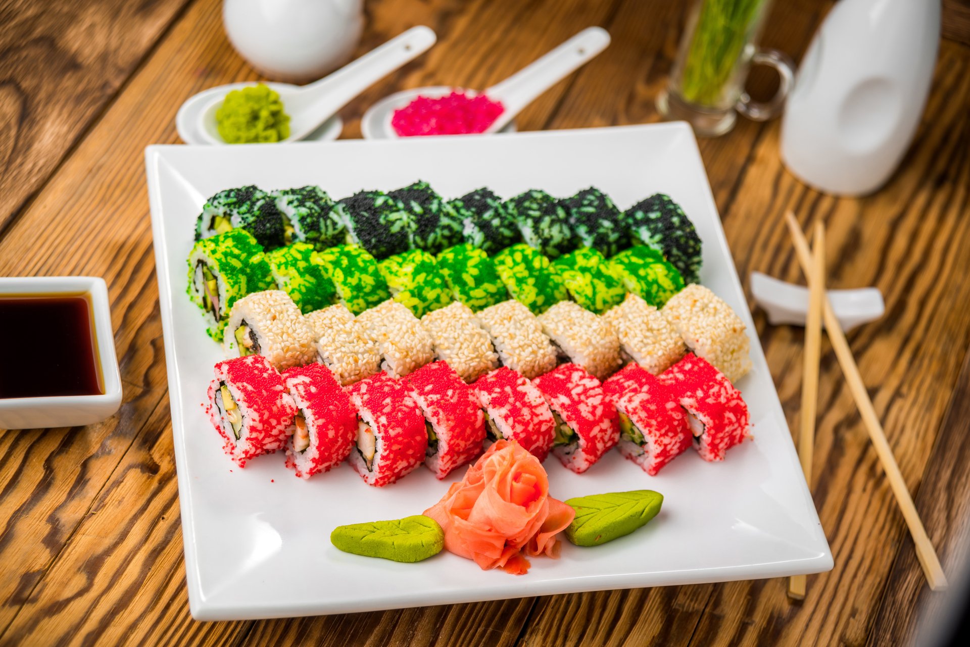 Vibrant 4K Sushi Feast: Colorful Seafood and Fresh Fish Delicacies in ...