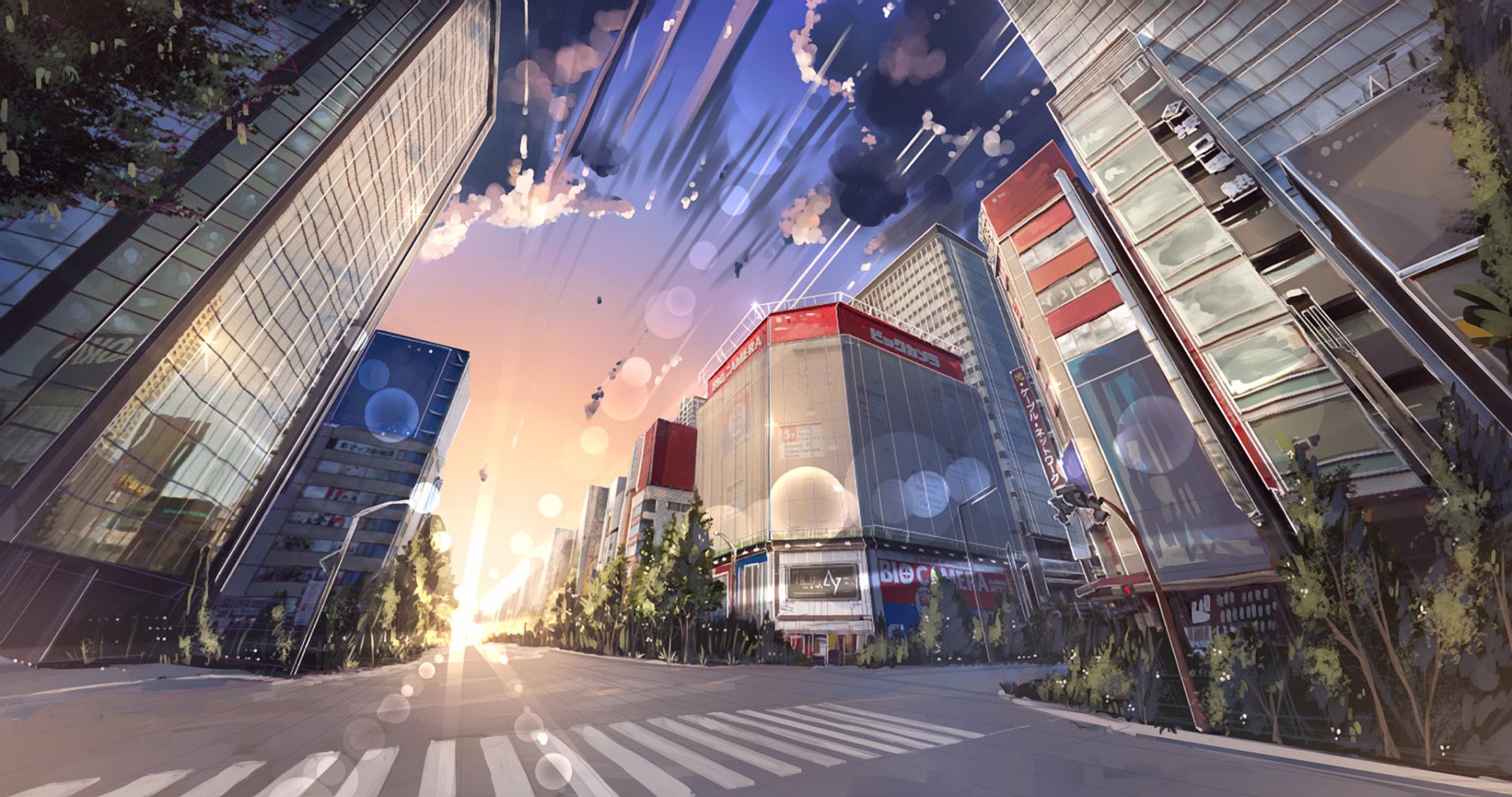 Anime City Skyline: Stunning HD Urban Building Wallpaper by advarcher