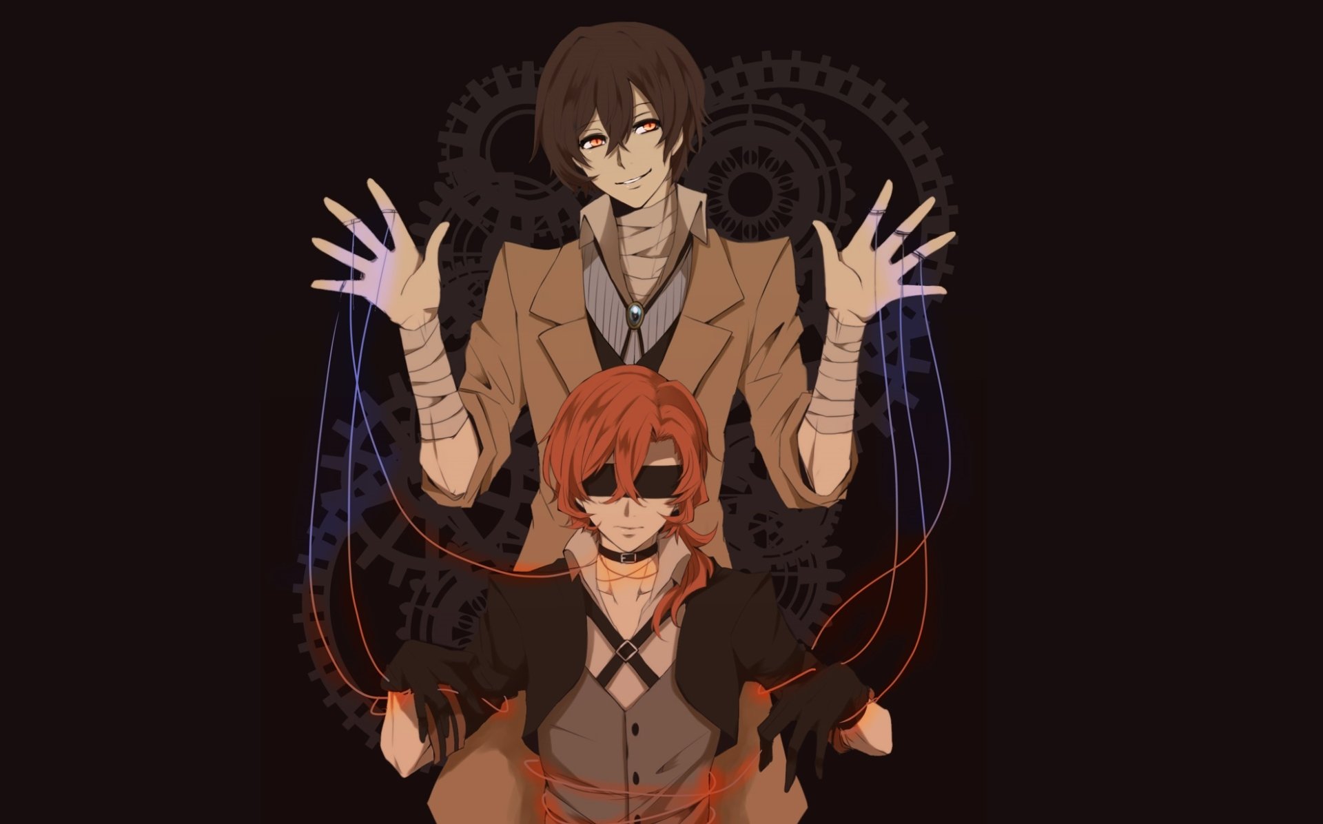 Bungou Stray Dogs HD Anime Wallpaper: Master and Puppet in Dark Elegance