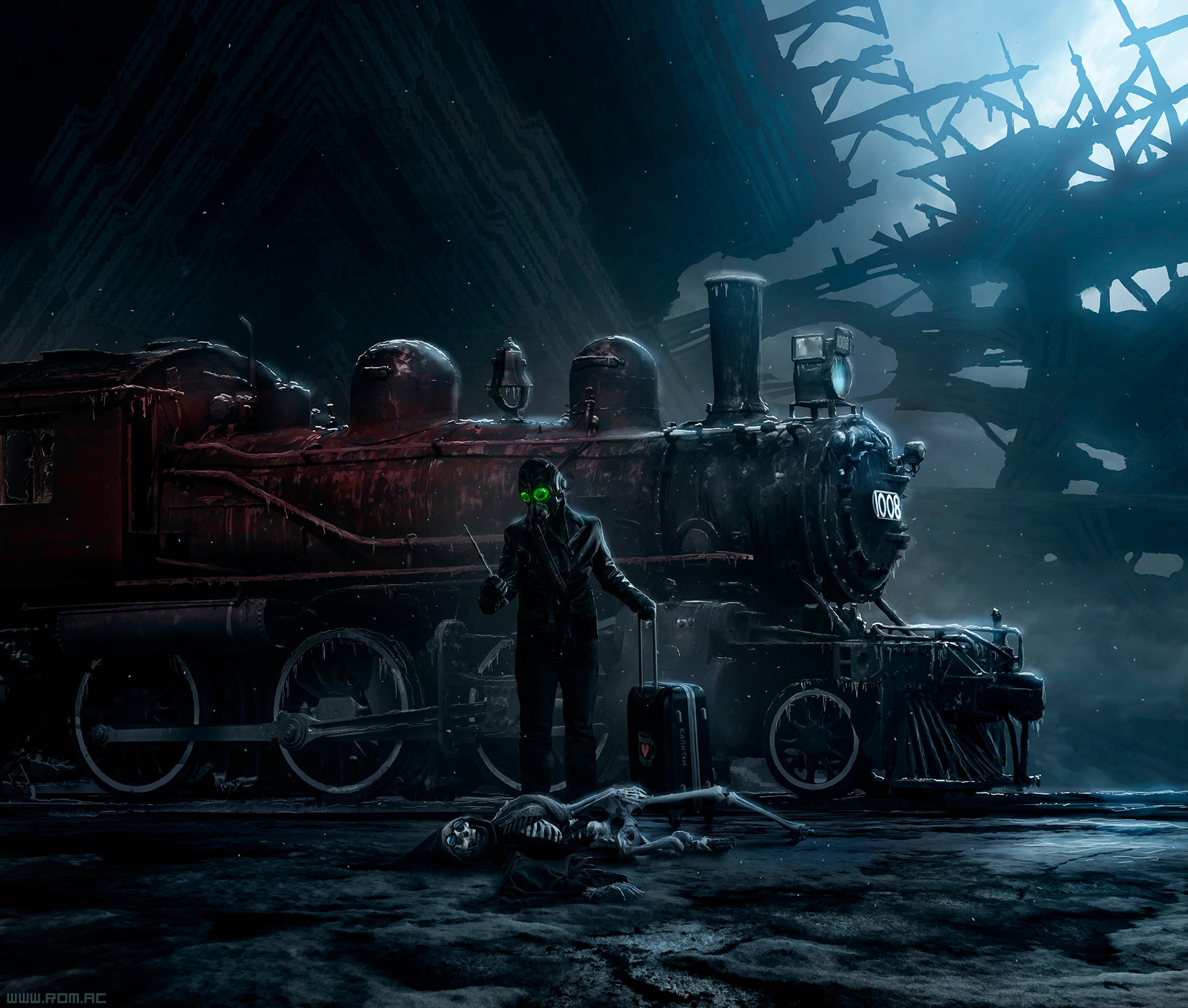 Download Post Apocalyptic Locomotive Skeleton Comic Romantically ...