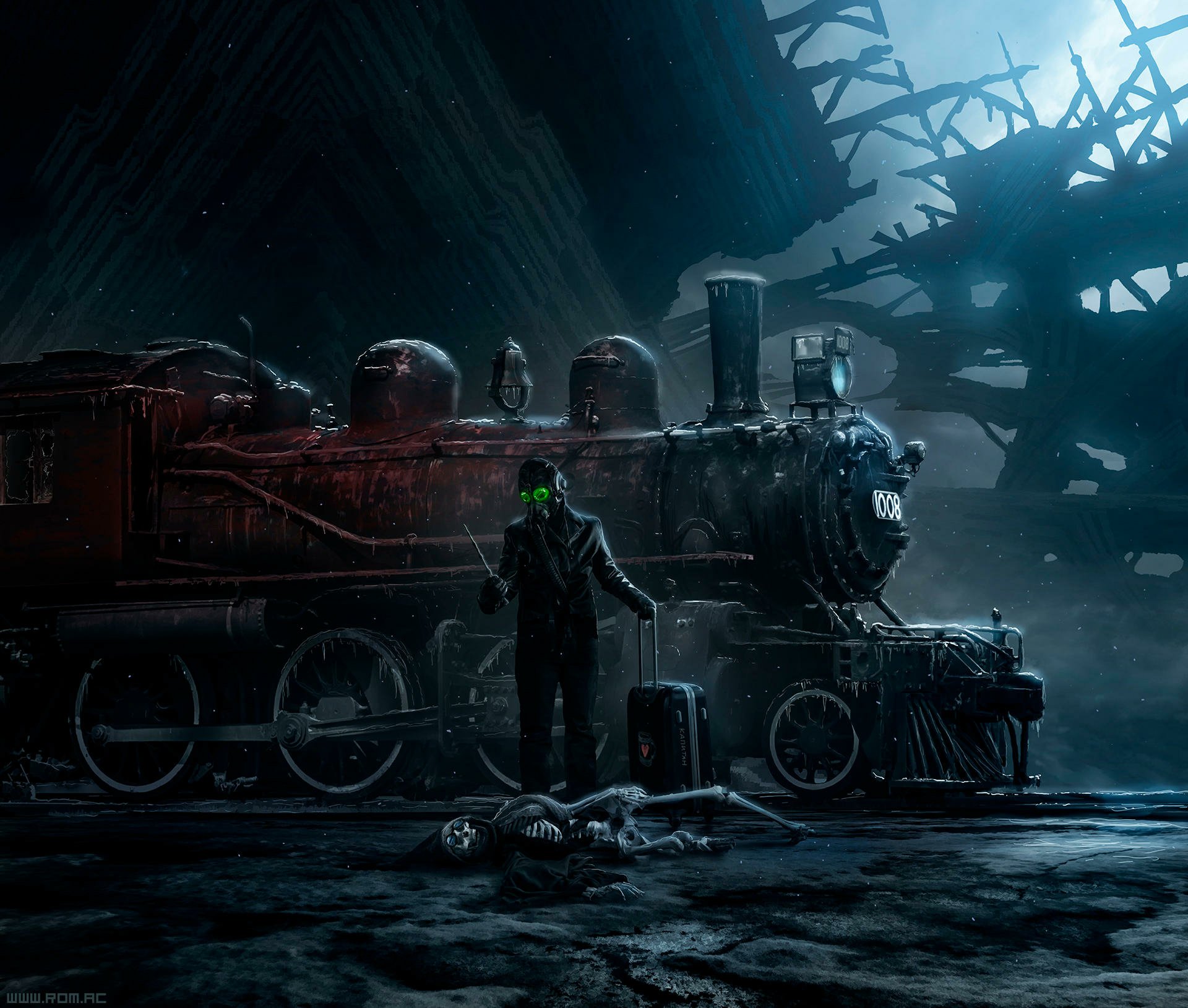 Download Post Apocalyptic Locomotive Skeleton Comic Romantically ...