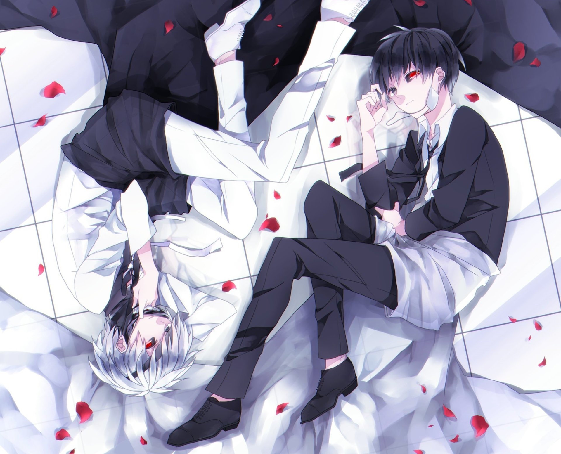 Ken Kaneki HD Wallpaper | Tokyo Ghoul Anime Art in Striking Contrast