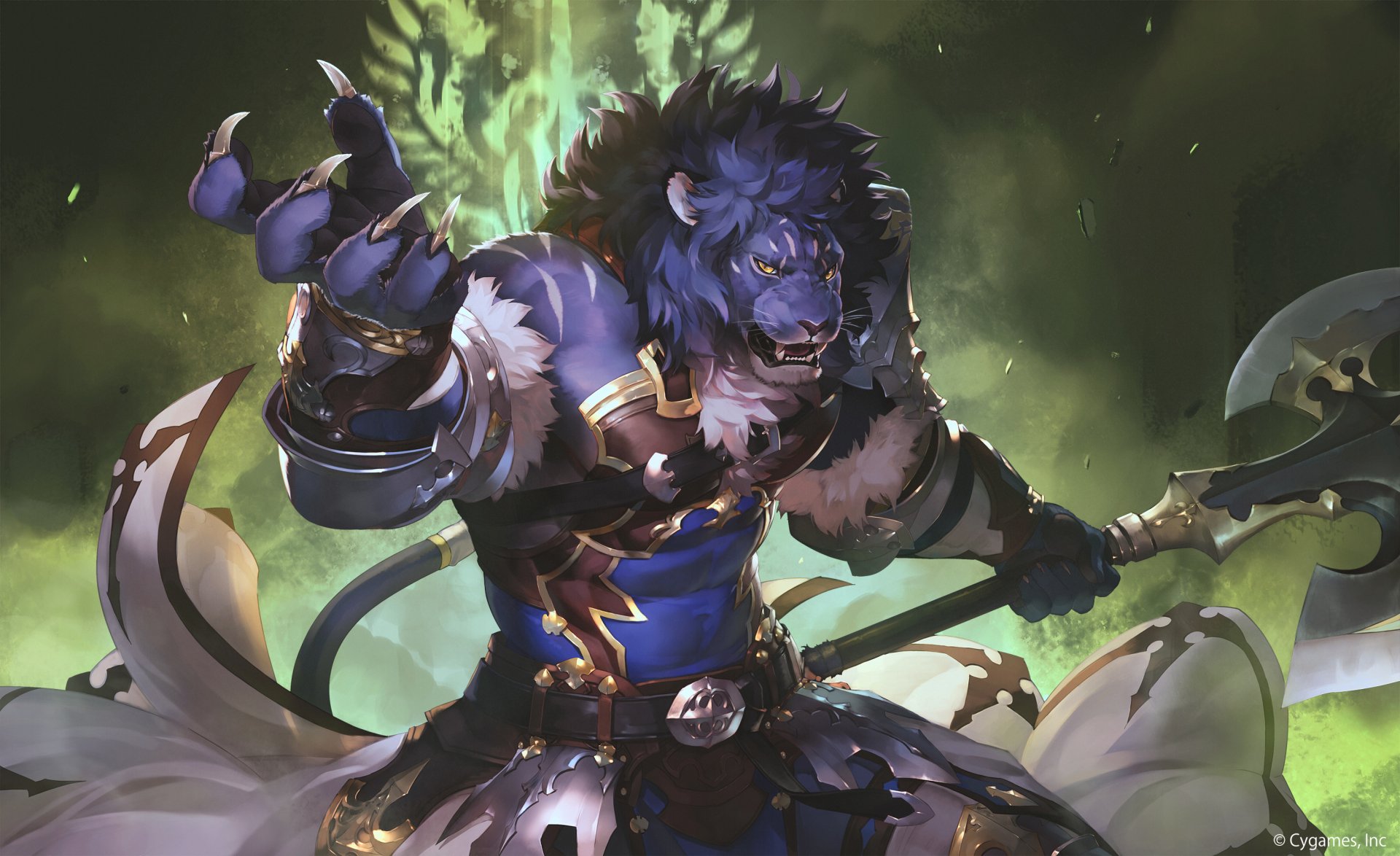 Fierce Lion Warrior: Epic Fantasy Creature HD Wallpaper by koutanagamori