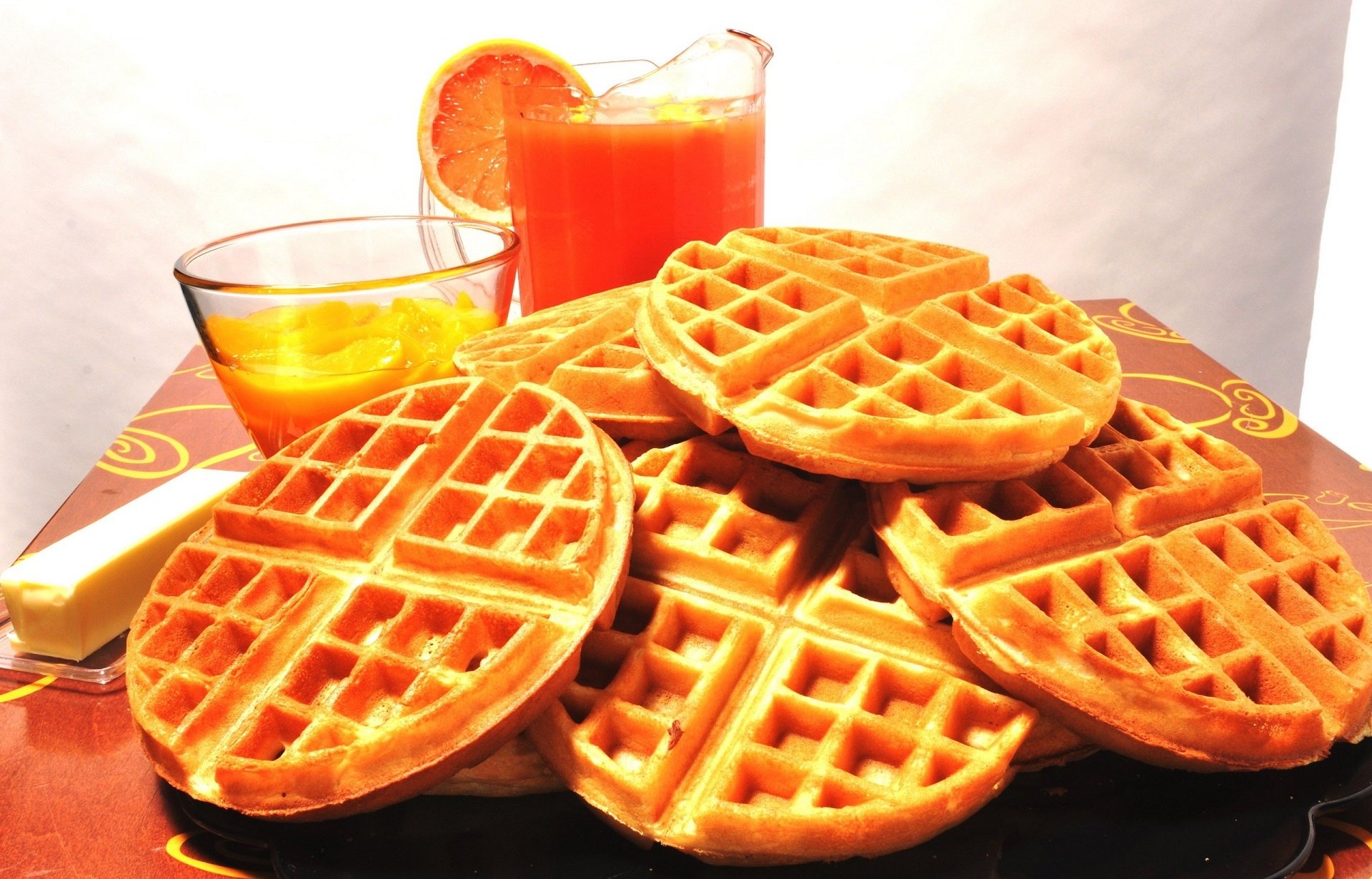 Download Still Life Breakfast Food Waffle HD Wallpaper