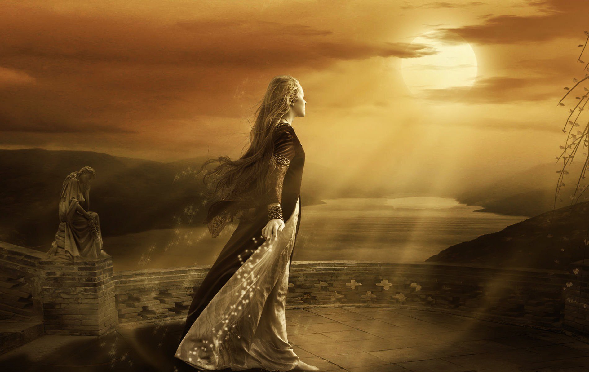 Gothic Fantasy Sunset: Enchanting HD Wallpaper