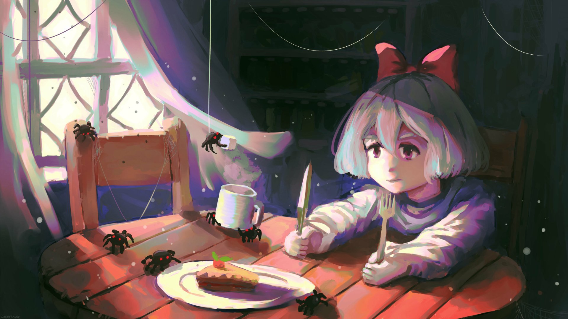 Download White Hair Little Girl Spider Fantasy Child HD Wallpaper by Ateliz