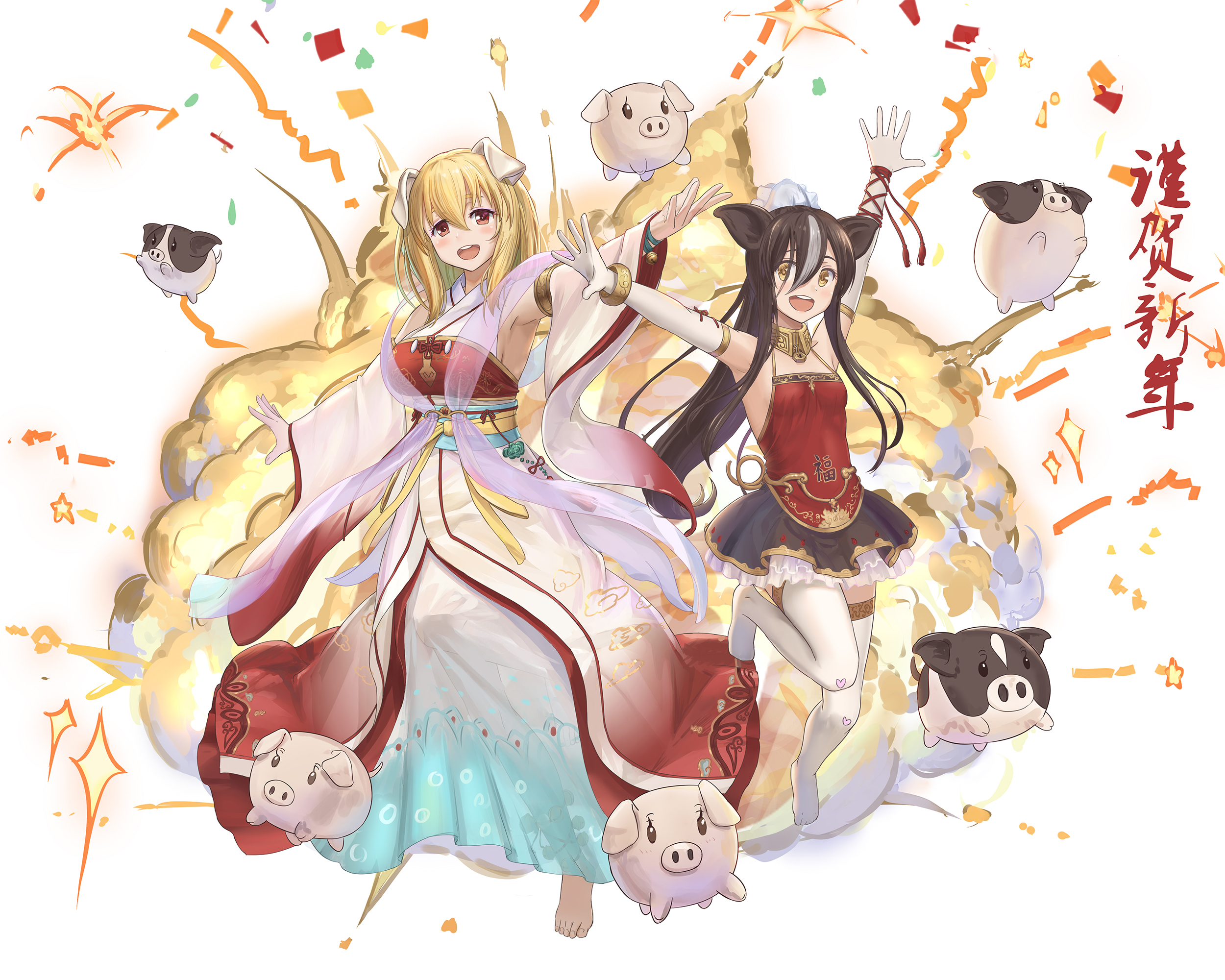 Vibrant Anime Girls HD Wallpaper – Joyful Celebration Scene