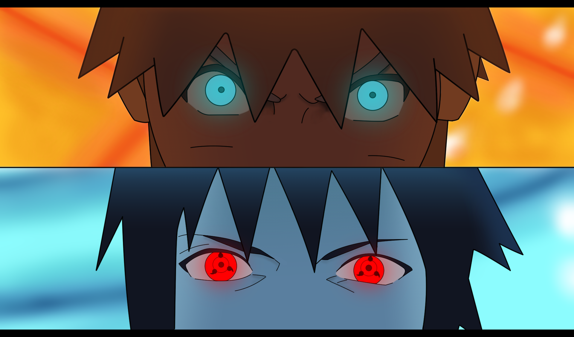 Sharingan Stare: Sasuke & Naruto — HD Anime Wallpaper by Eddyishobo ...