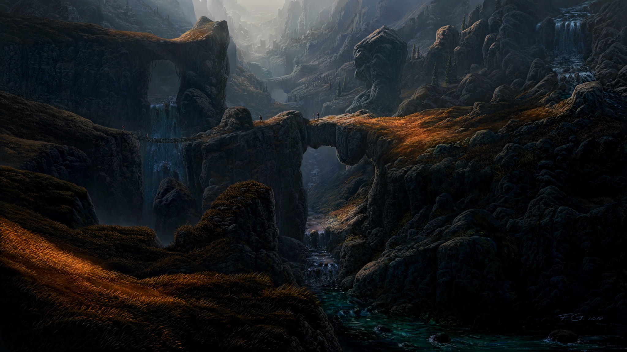 Enchanted Realms: Stunning HD Fantasy Landscape Wallpaper by Fel-X
